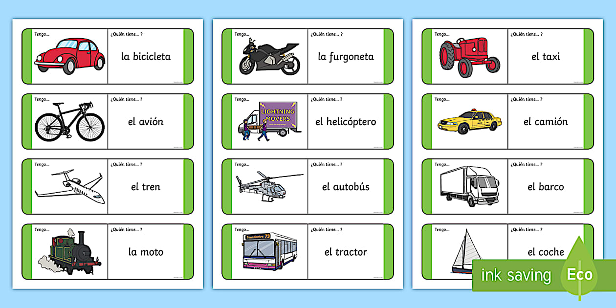 Transport Loop Cards Spanish (Hecho por educadores) - Twinkl