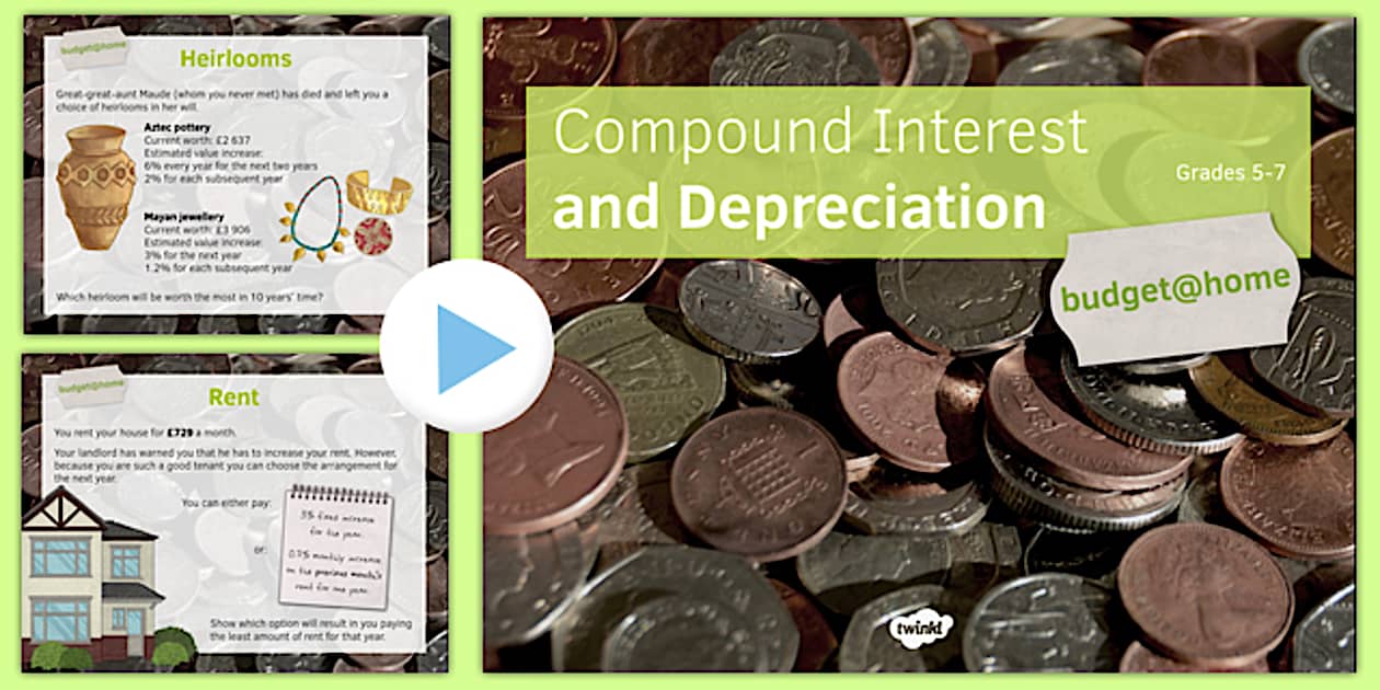 Budget at Home Compound Interest and Depreciation PowerPoint GCSE