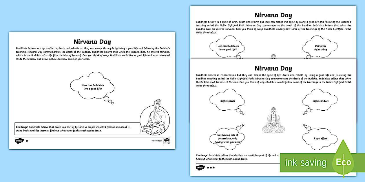 KS2 Nirvana Day Differentiated Worksheets (teacher made)