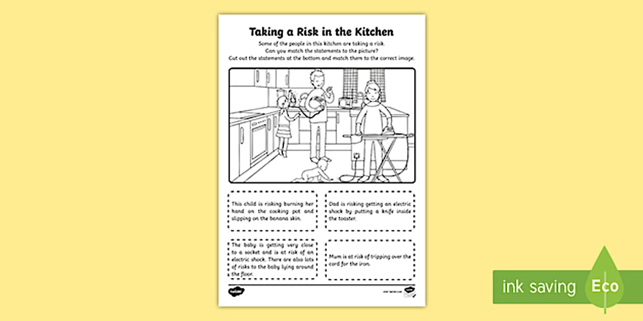 Health and Safety in the Kitchen Worksheet - CfE - Twinkl