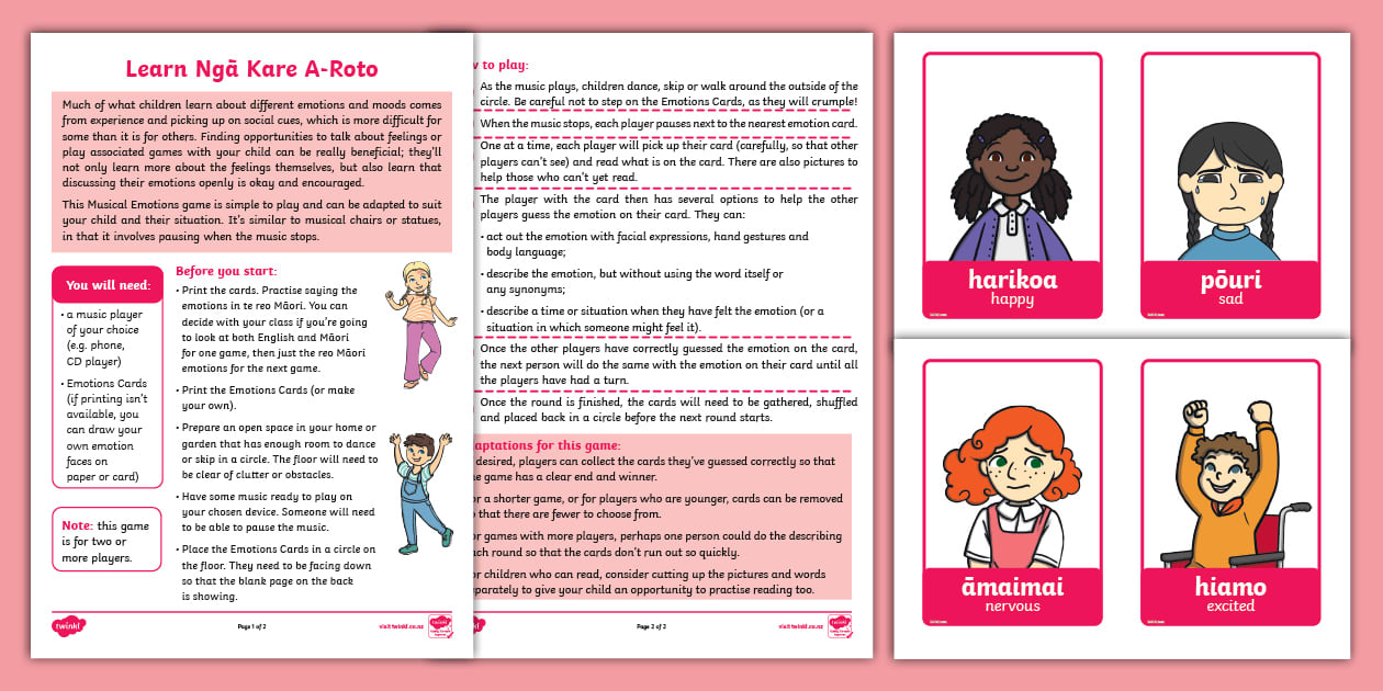 Musical Emotions Game to Learn Ngā Kare A-Roto - Twinkl