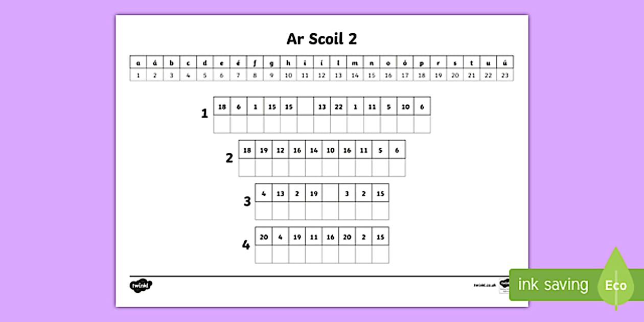 Ar Scoil, Bris an Cód Worksheet / Worksheets - Twinkl