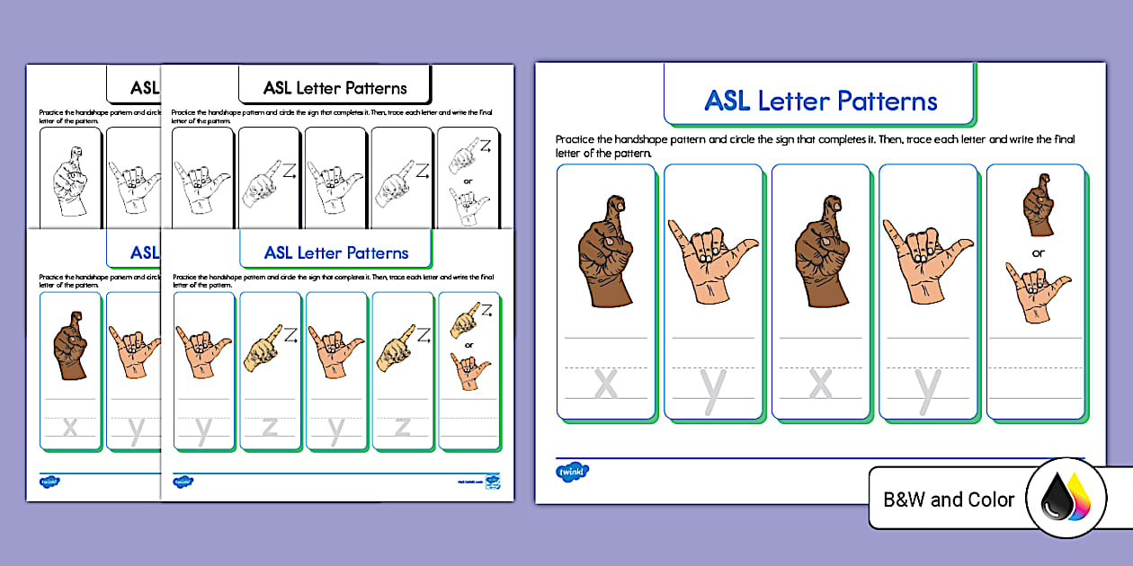 ASL X-Z Letter Pattern Activities (teacher made) - Twinkl