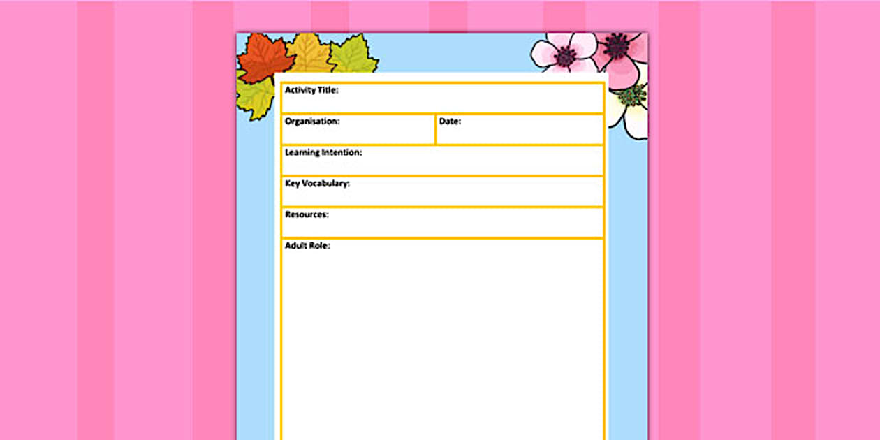 Seasons Themed Adult Led Carpet Based Activity Planning Template