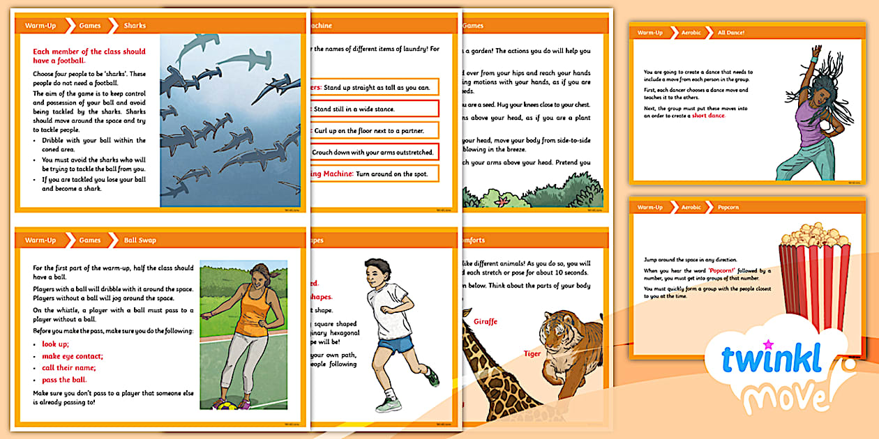 PE Warm-Up Cards - KS2 Resources (teacher made) - Twinkl