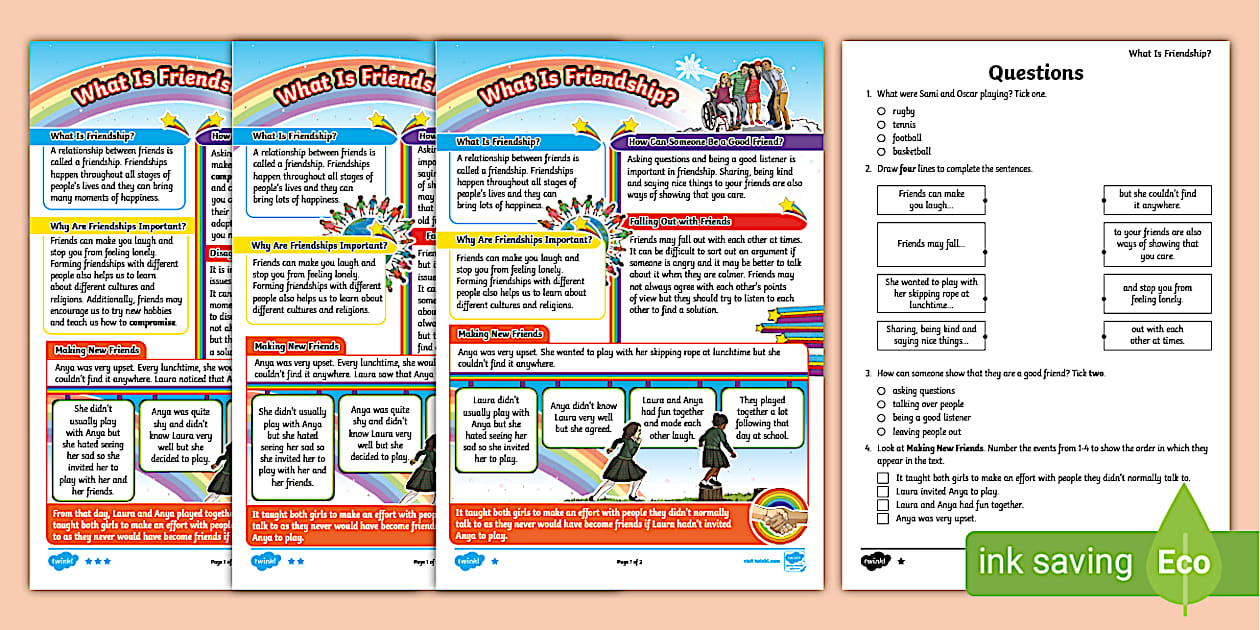 LKS2 What Is Friendship Differentiated Reading Comprehension