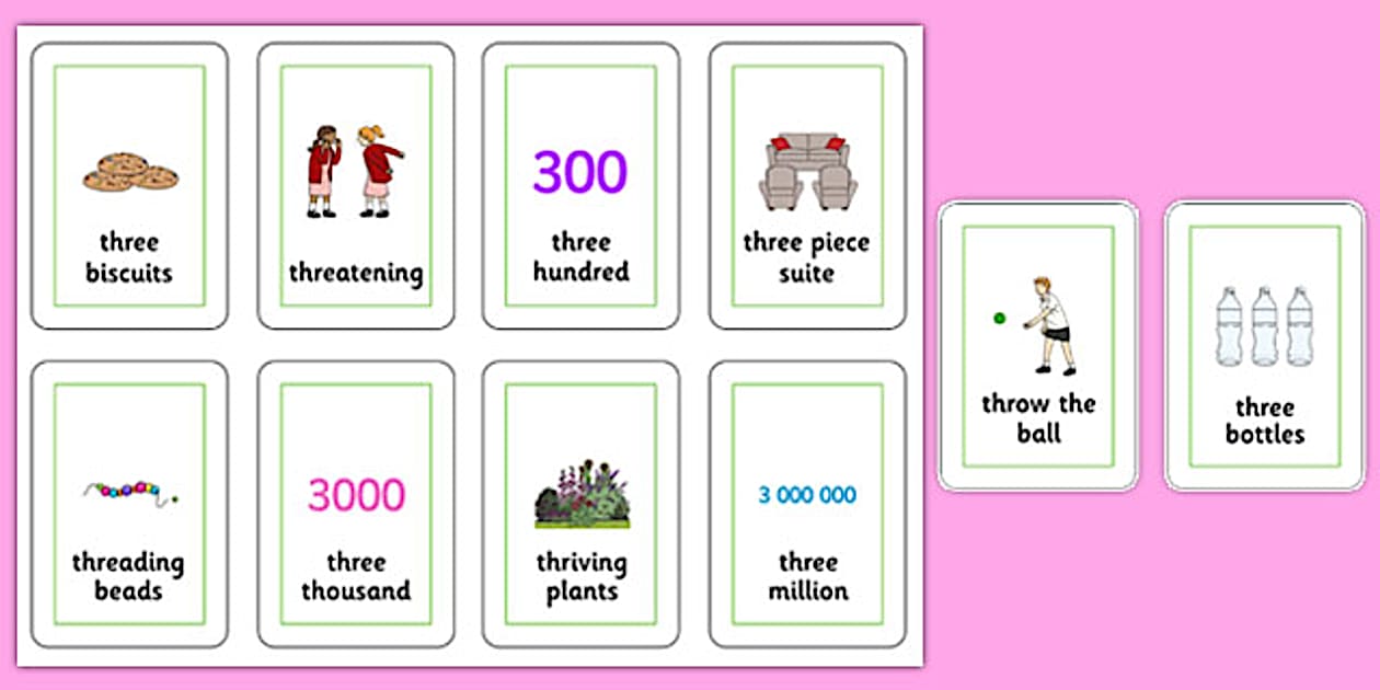 Cursive Three Syllable THR Flash Cards (teacher made)