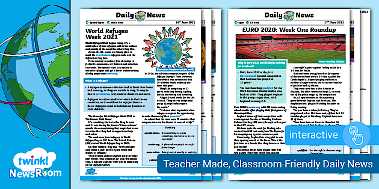 NewsRoom Weekly UKS2 Reading Comprehension Pack - 18th June 2021