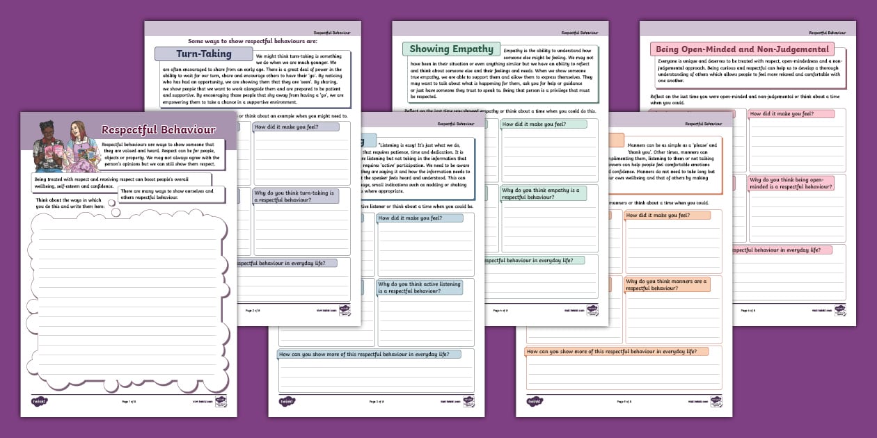 Older Learners: Respectful Behaviour Activity - Twinkl