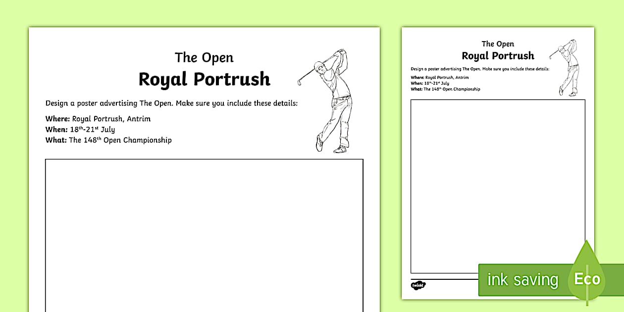 The Open: Royal Portrush Poster Design Worksheet - Twinkl