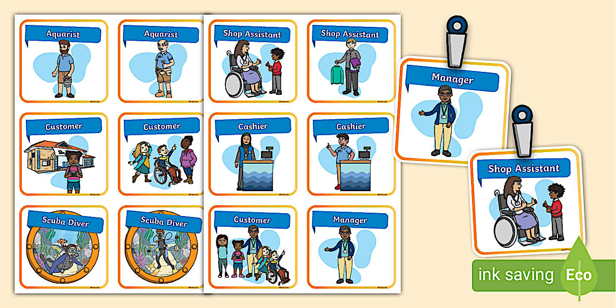 Cursive The Aquarium Role Play Badges (teacher made)