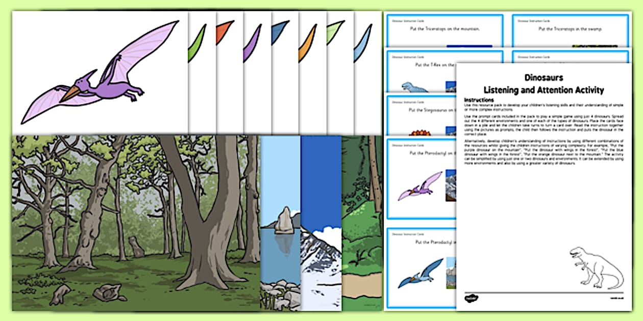 Dinosaurs Listening and Attention Activity Resource Pack