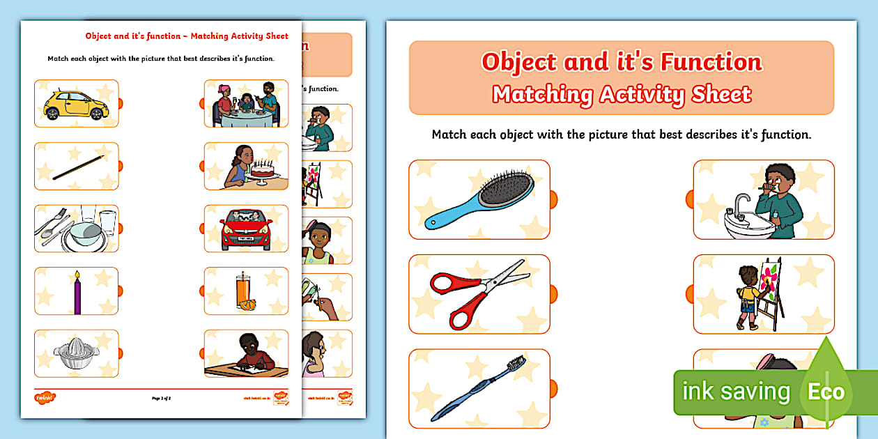 Matching Objects with their functions - Activity Sheet