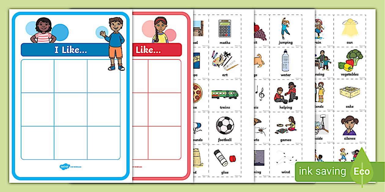 'I Like' and 'I Don't Like' Worksheet Sorting Activity - ESL