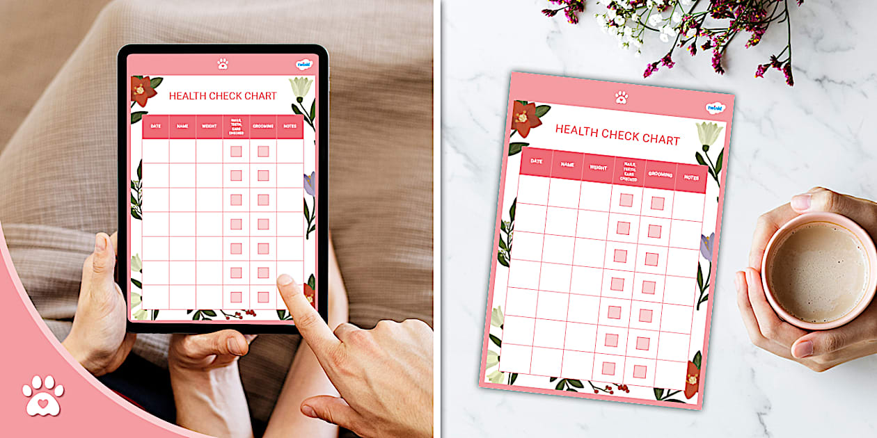 Pet Health Check Chart - Tracker - Pet Care - Twinkl Pets