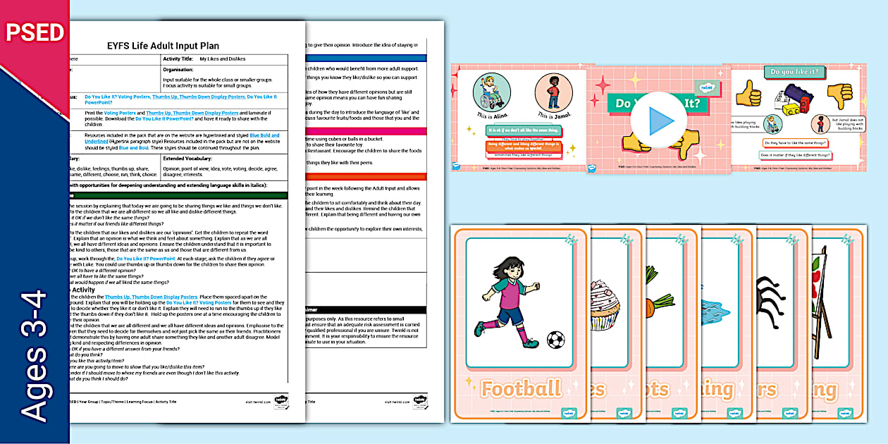 EYFS PSED My Likes and Dislikes Plan and Pack (teacher made)