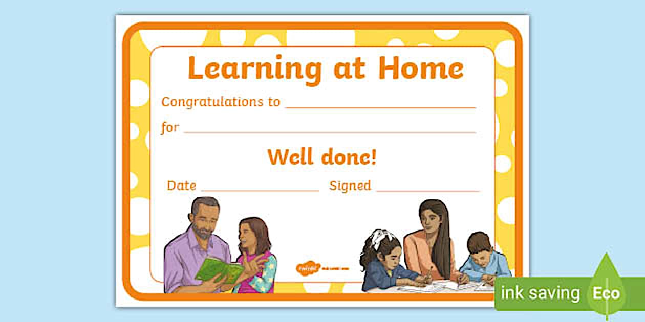 Editable Year 3 Learning at Home Certificate (teacher made)