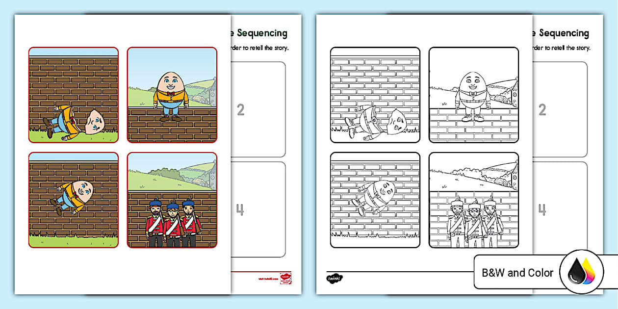 Humpty Dumpty Cut and Paste Sequencing Worksheet - Twinkl