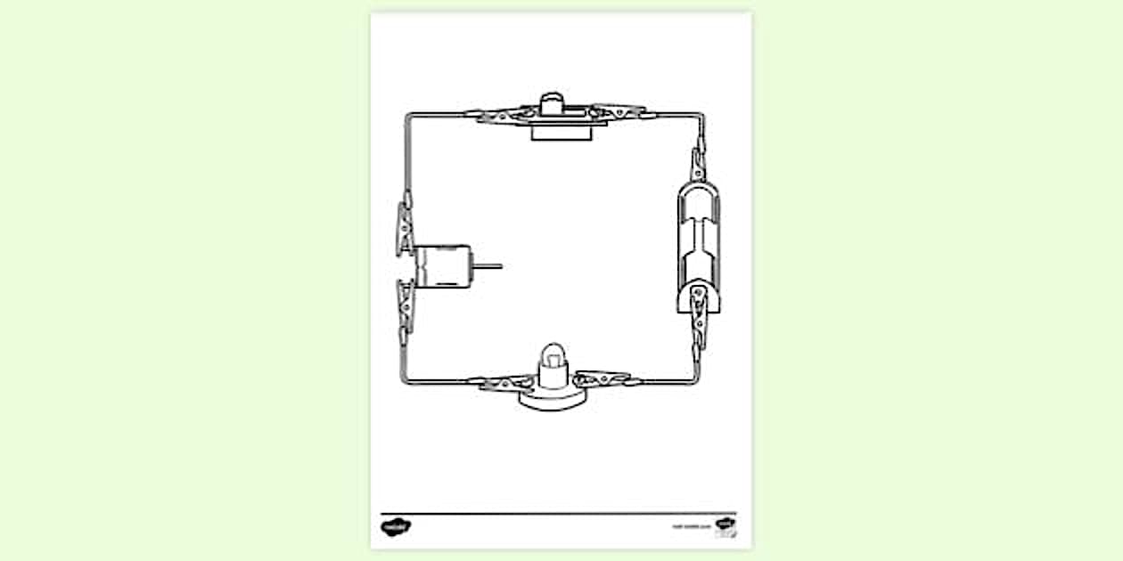 Motor Bulb Switch Circuit Colouring | Colouring Sheets