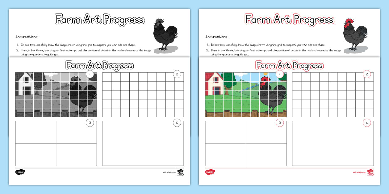 Farm Art Progress Template (teacher made) - Twinkl