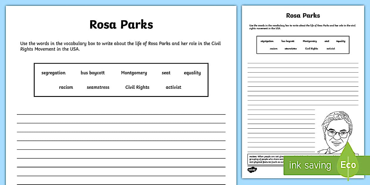 Rosa Parks Writing Worksheet / Worksheet