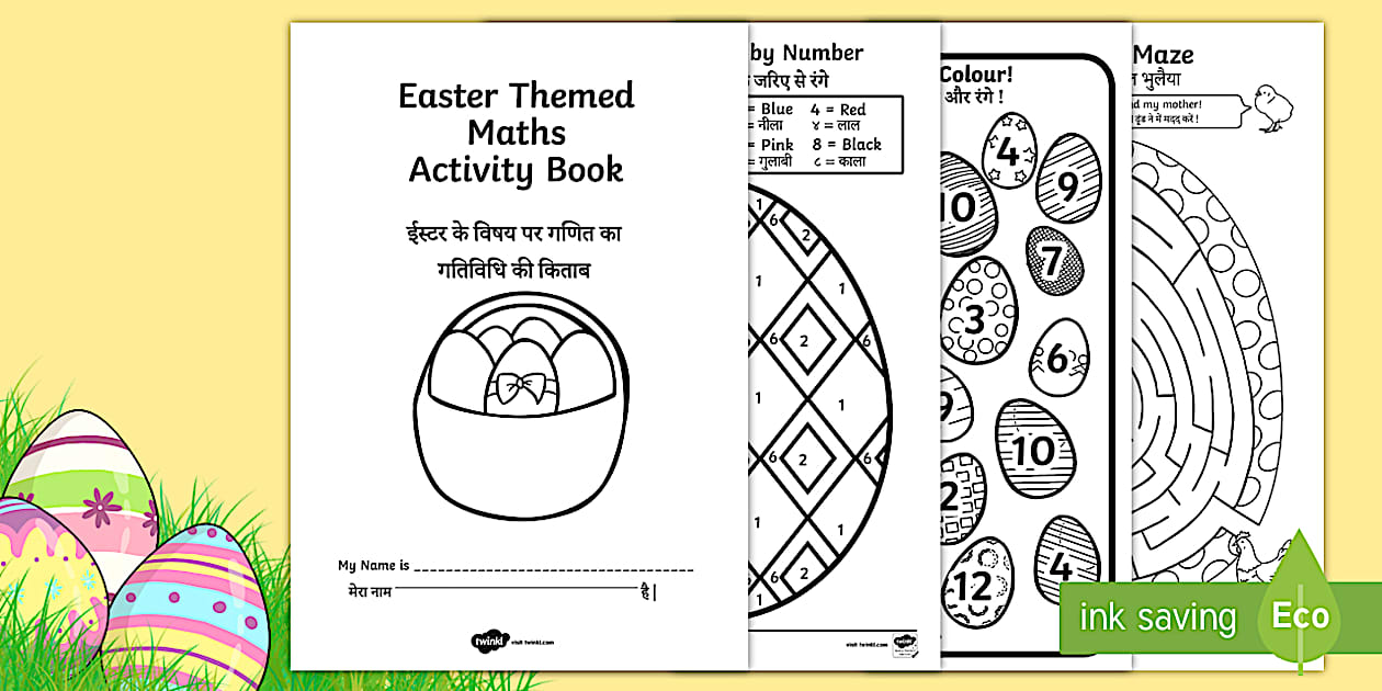 Easter Themed Maths Activity Booklet English/Hindi - Easter Themed Maths