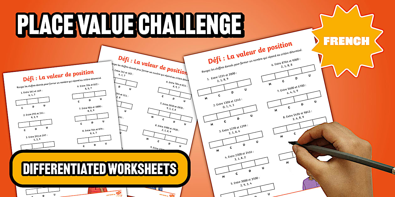 Place Value Challenge Worksheets {French}