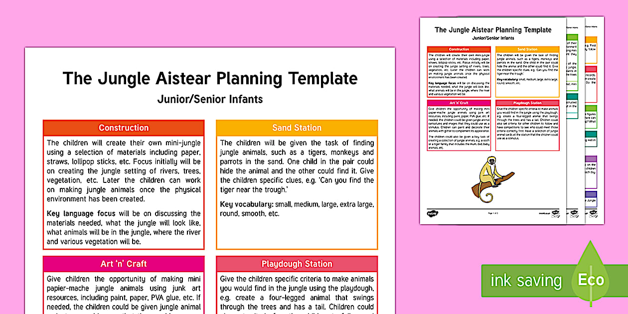 The Jungle Aistear Planning Template (teacher made) - Twinkl