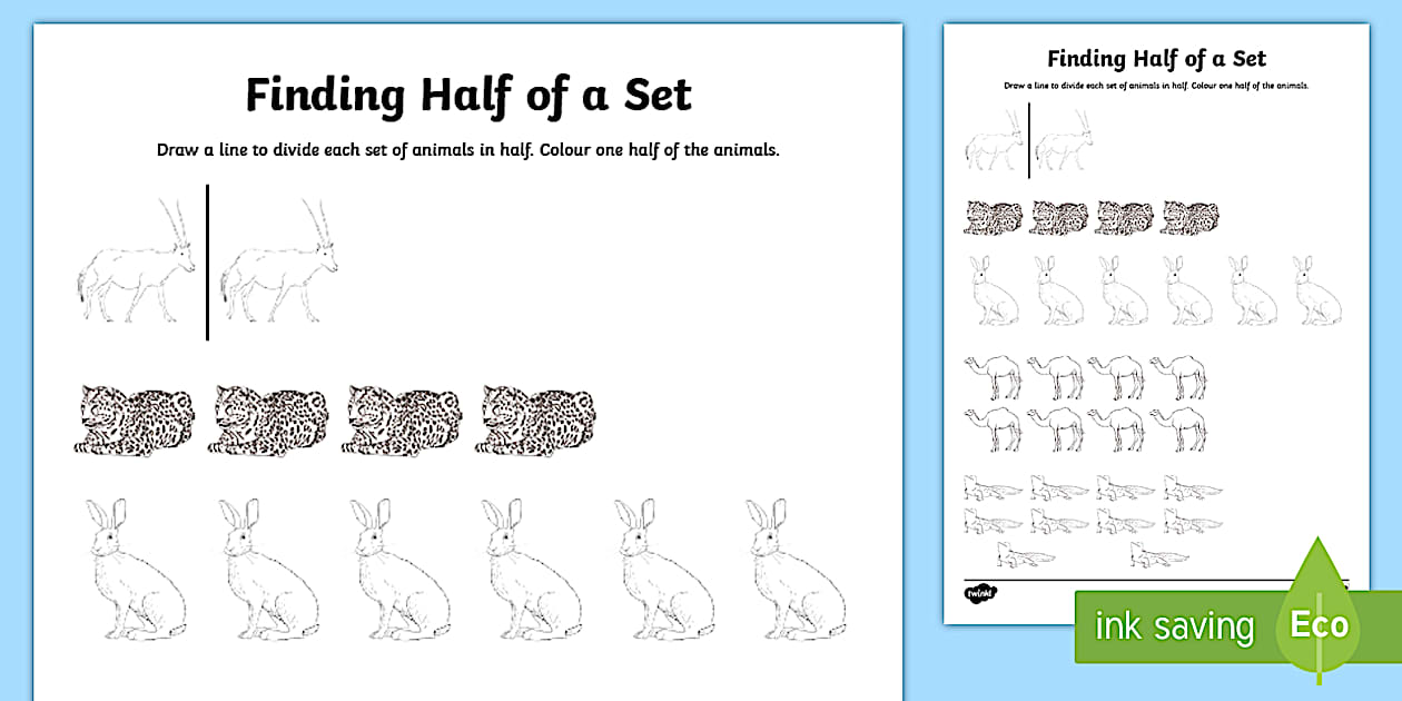 Find Half of a Set Worksheet / Worksheet - Twinkl