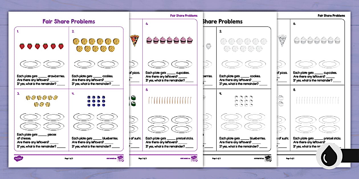 Fair Share With Remainders Activity Sheet (teacher made)