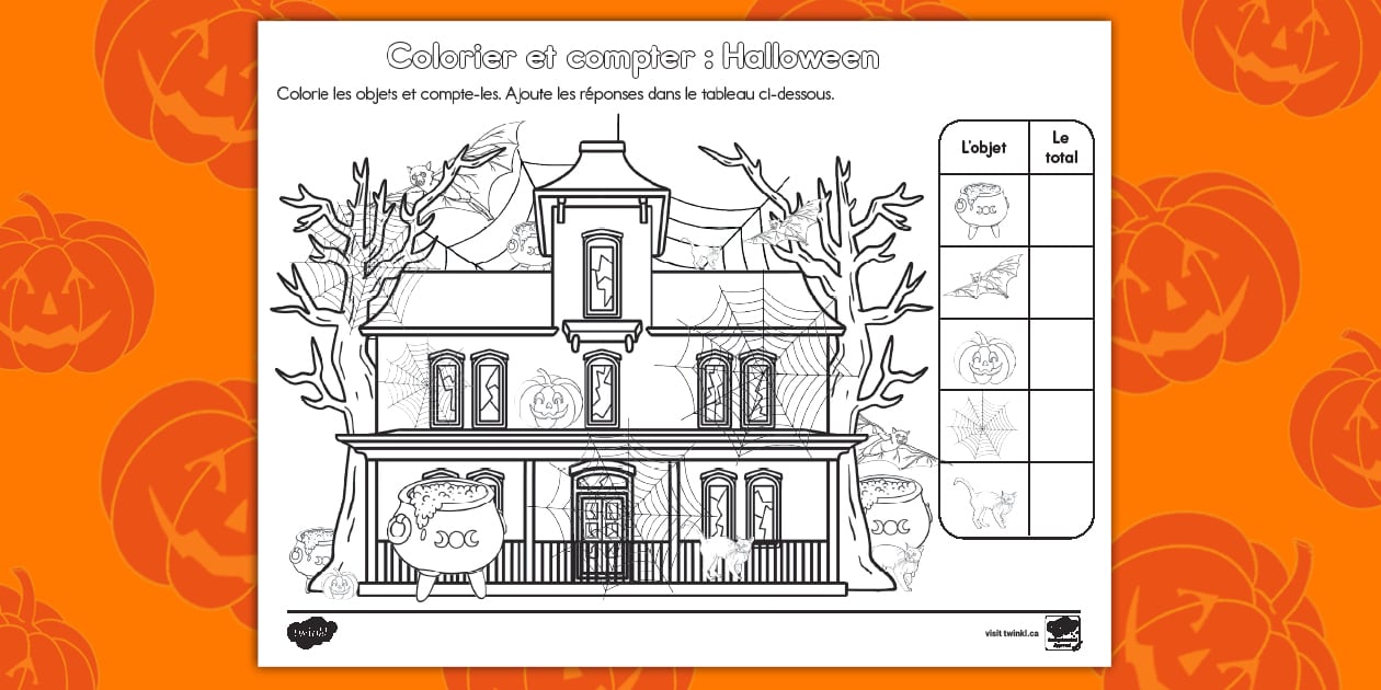 Colorier et compter : Halloween - Twinkl