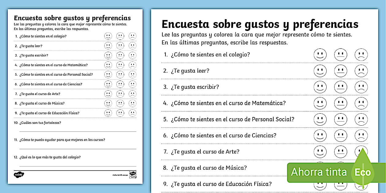 Ficha de actividad: Encuesta sobre gustos y preferencias