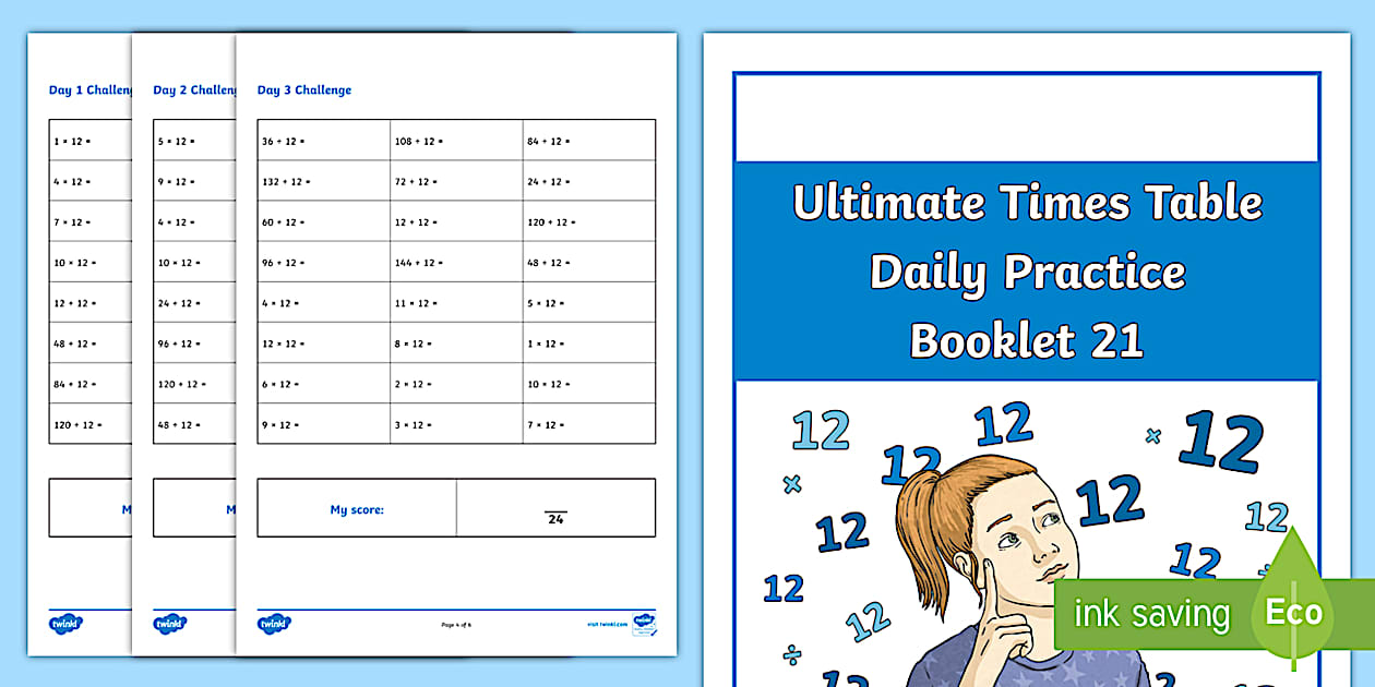 Ultimate Times Table Daily Practice Booklet 21 - Twinkl