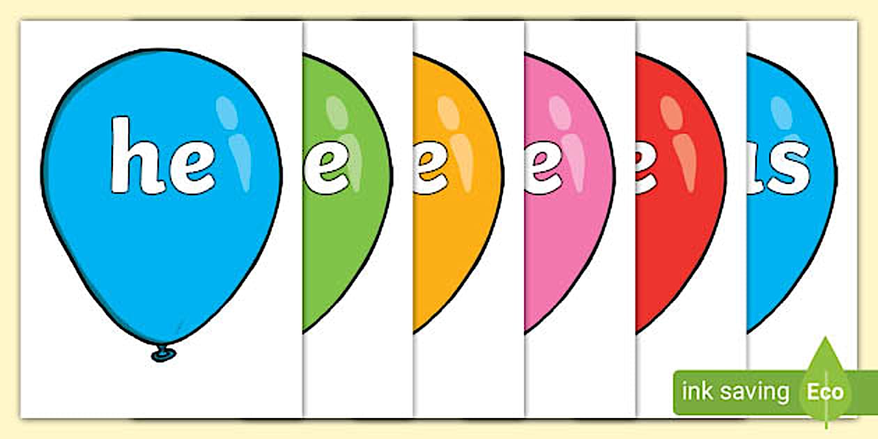 Phase 3 Tricky Words on Balloons Display Cut-Outs - Twinkl