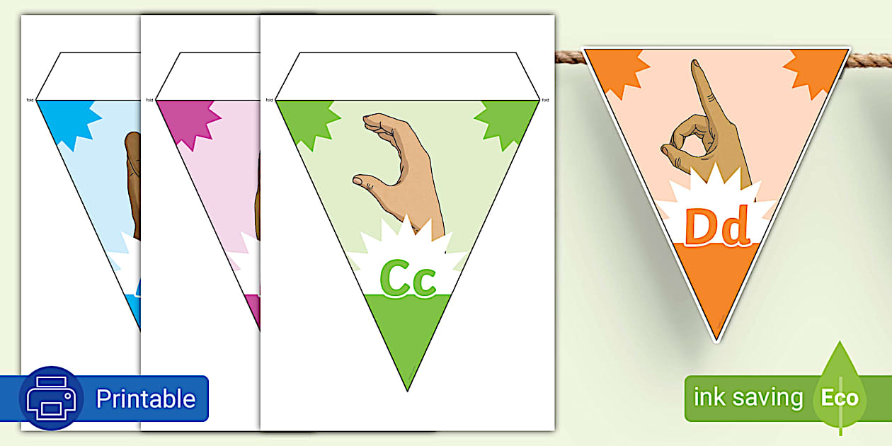 South African Sign Language Alphabet Bunting (teacher made)