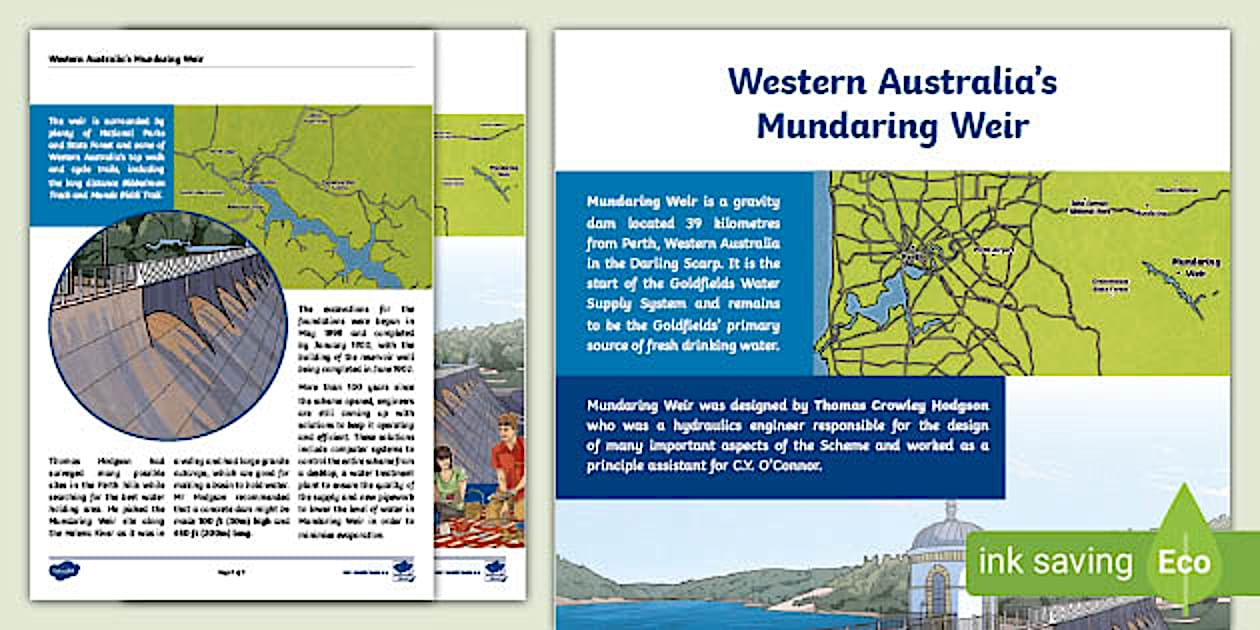 Western Australia Mundaring Weir Fact File (teacher made)