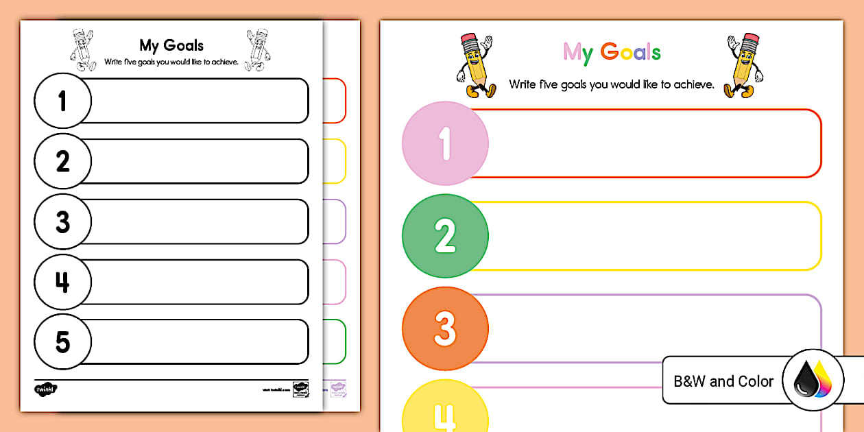 My Goals Worksheet (teacher made) - Twinkl