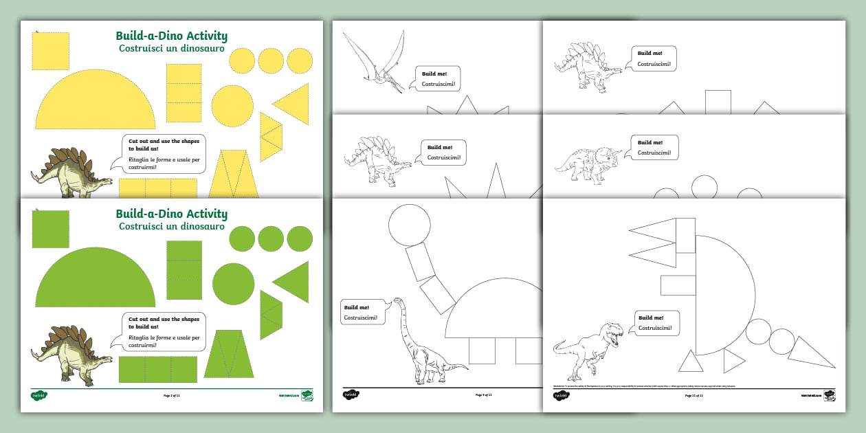 Build a Shape Dinosaur Activity English/Italian - Build a Shape Dinosaur