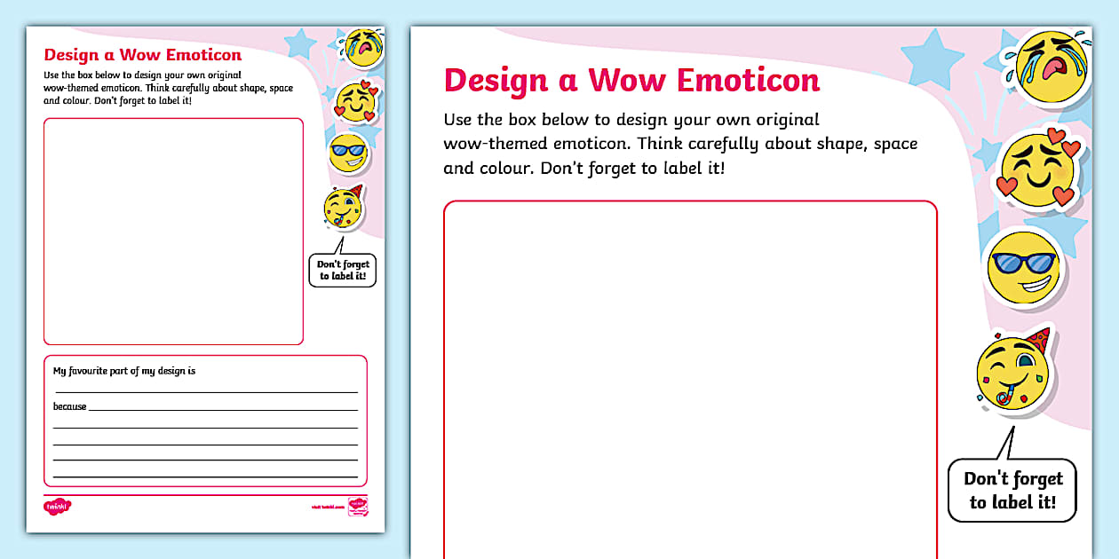 Design Your Own Wow Emoticon Activity (teacher made)