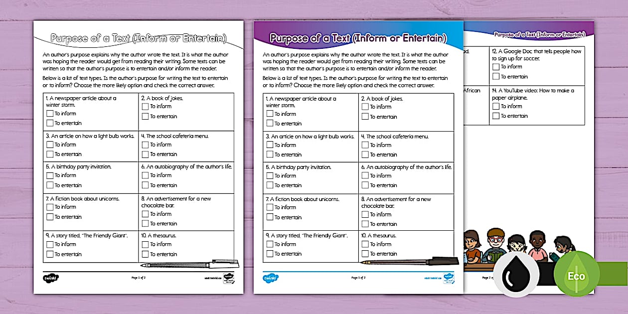 Purpose of a Text Activity (teacher made) - Twinkl