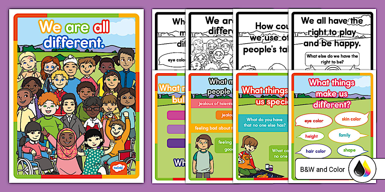 We Are All Different Posters for K-2nd Grade (teacher made)
