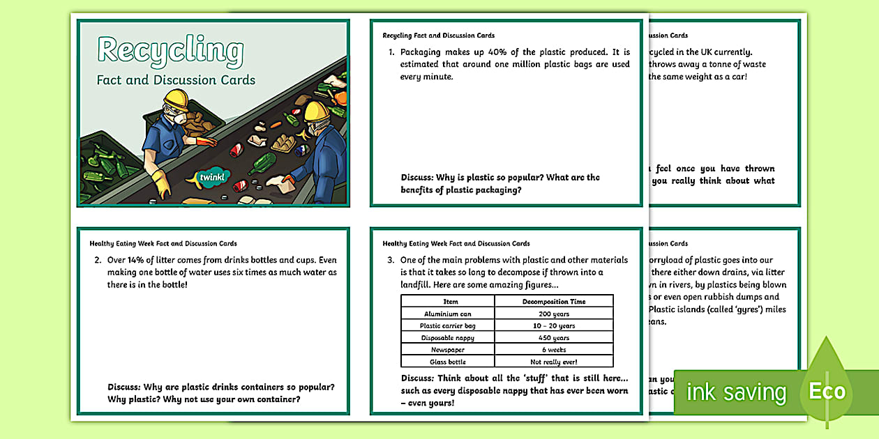 KS2 Recycling Fact and Discussion Cards (teacher made)
