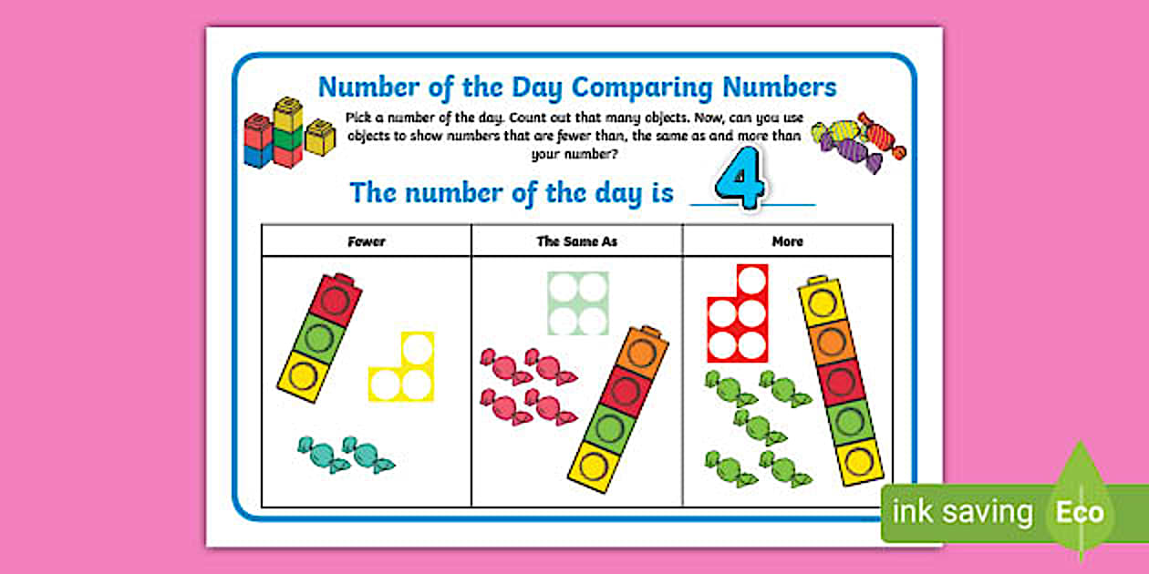 👉 Number of the Day Comparing Numbers Mat - Twinkl