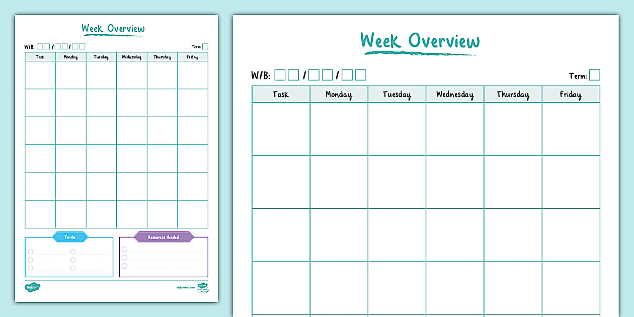 Week Overview Planner Template ELC | Twinkl Resources