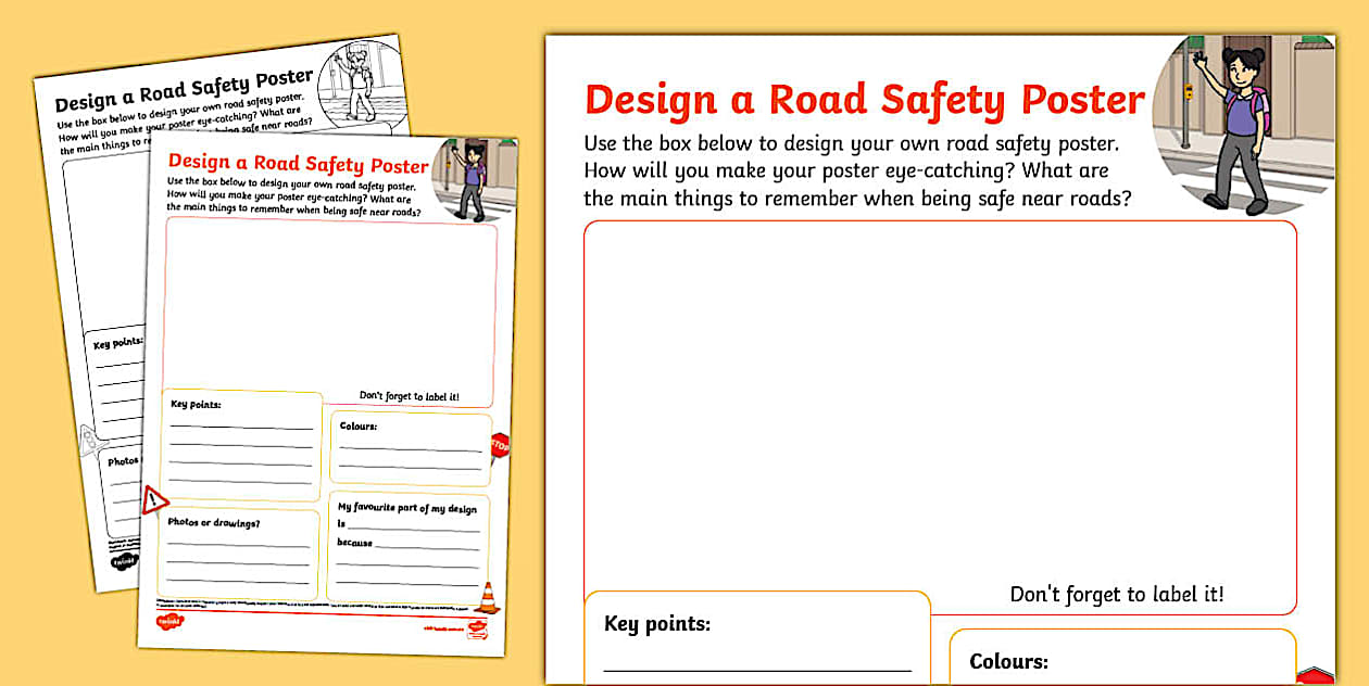 Design a Road Safety Poster Worksheet (teacher made)