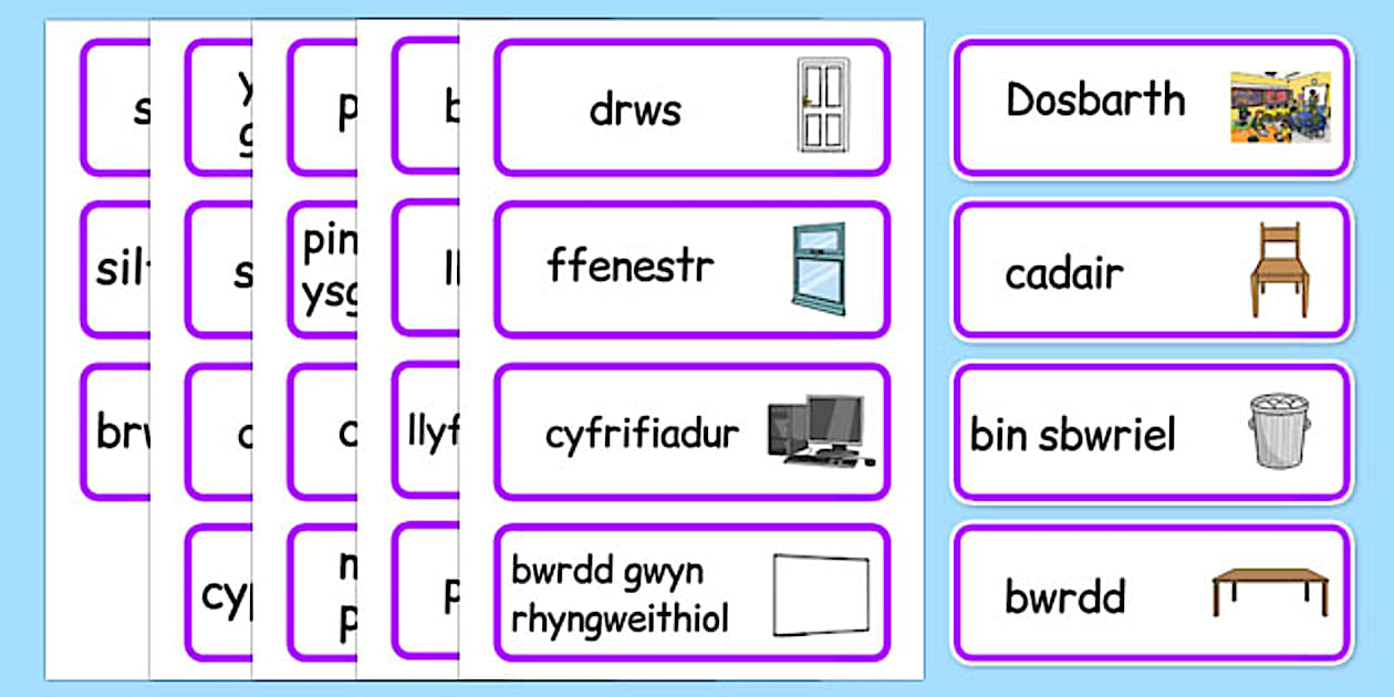 Classroom Word Cards Cymraeg