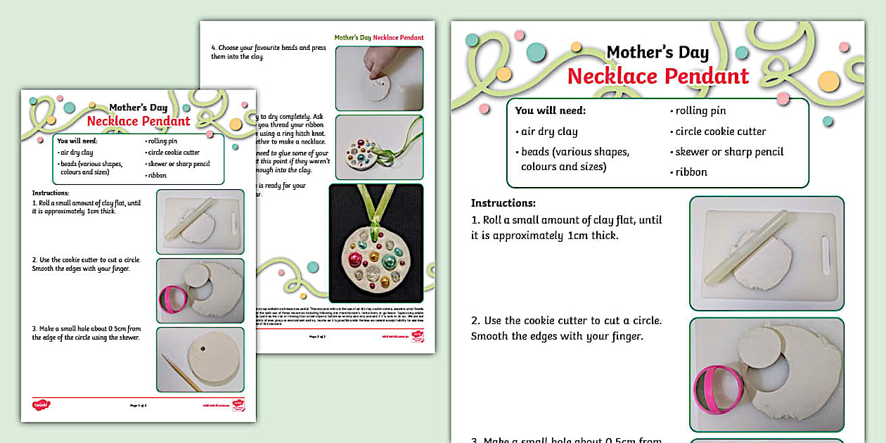 Mother's Day Necklace Pendant Craft | Twinkl