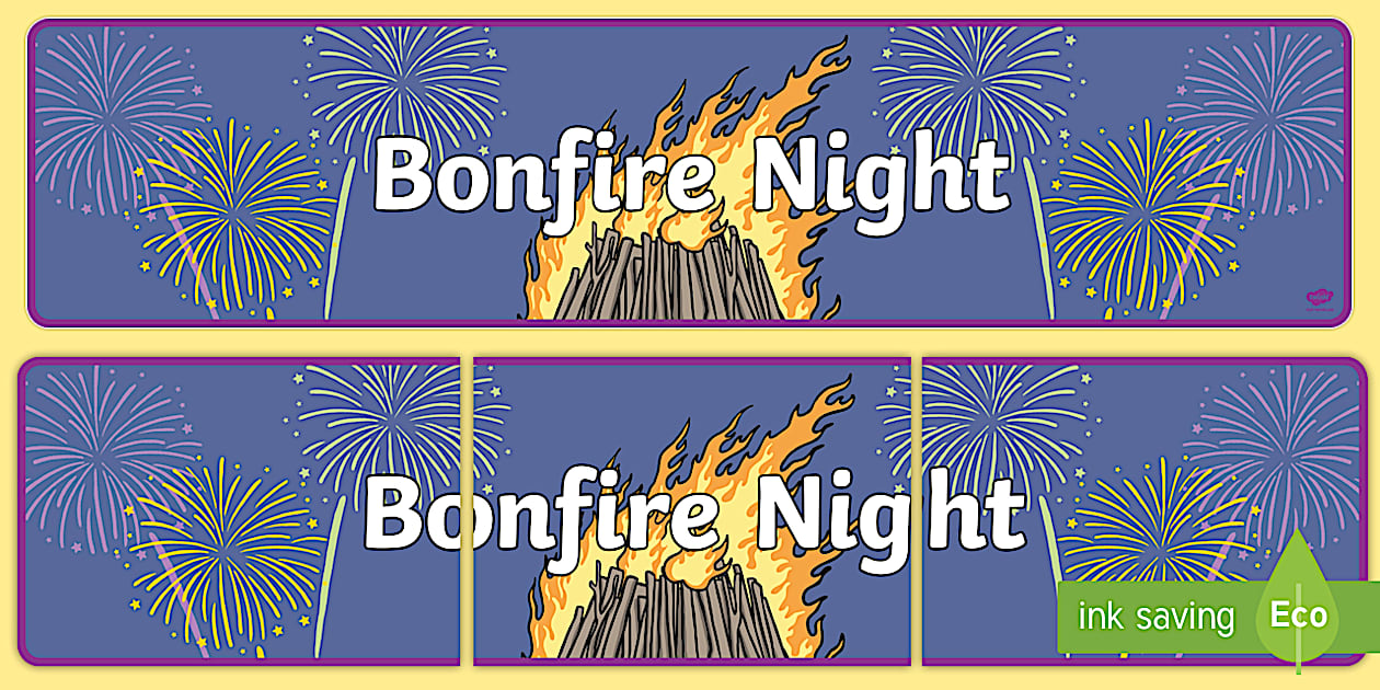 Cursive A fab Bonfire Night banner to head your Guy Fawkes display