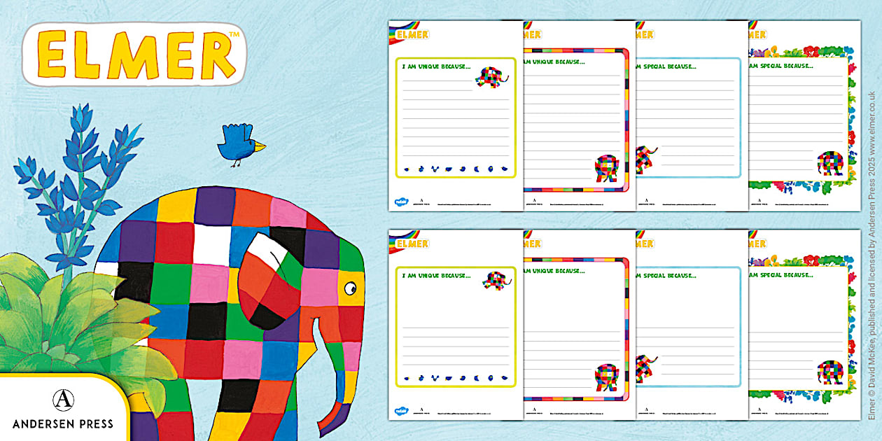 FREE! - What Makes Me Unique? Elmer the Elephant Writing Activities