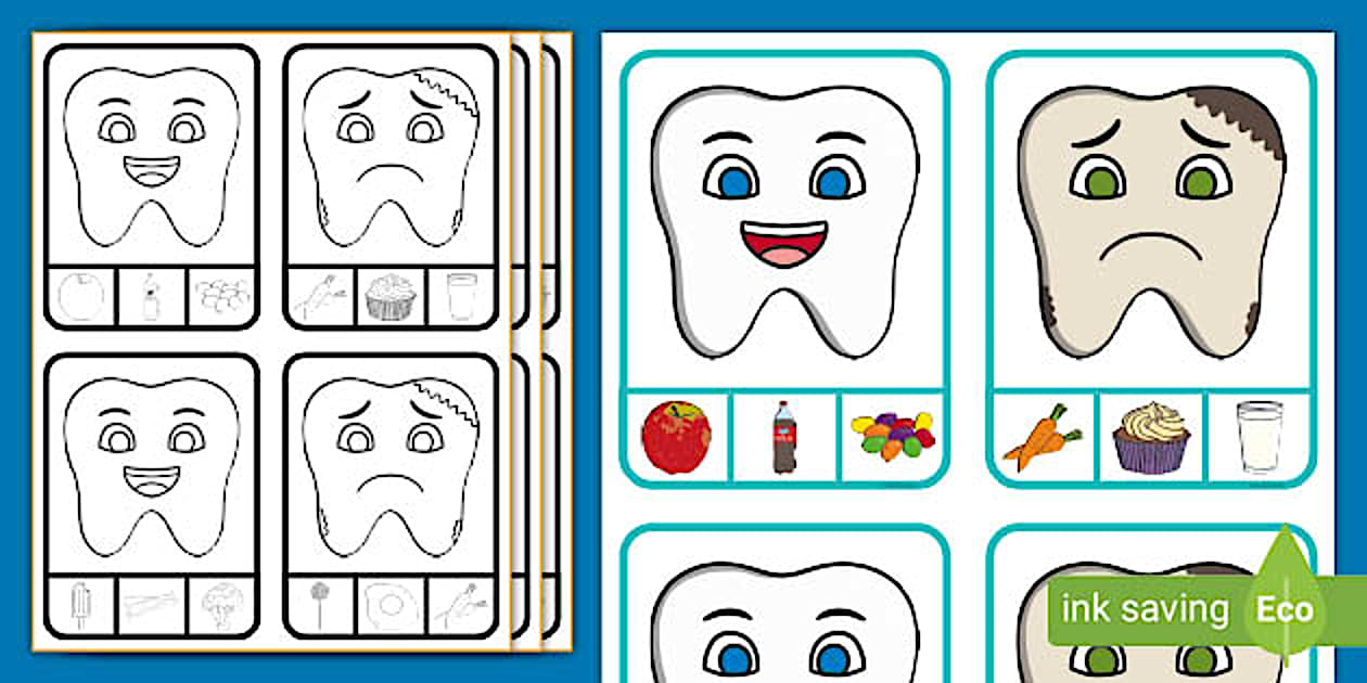 Healthy Teeth Clip Cards | Dental Health Month | Twinkl